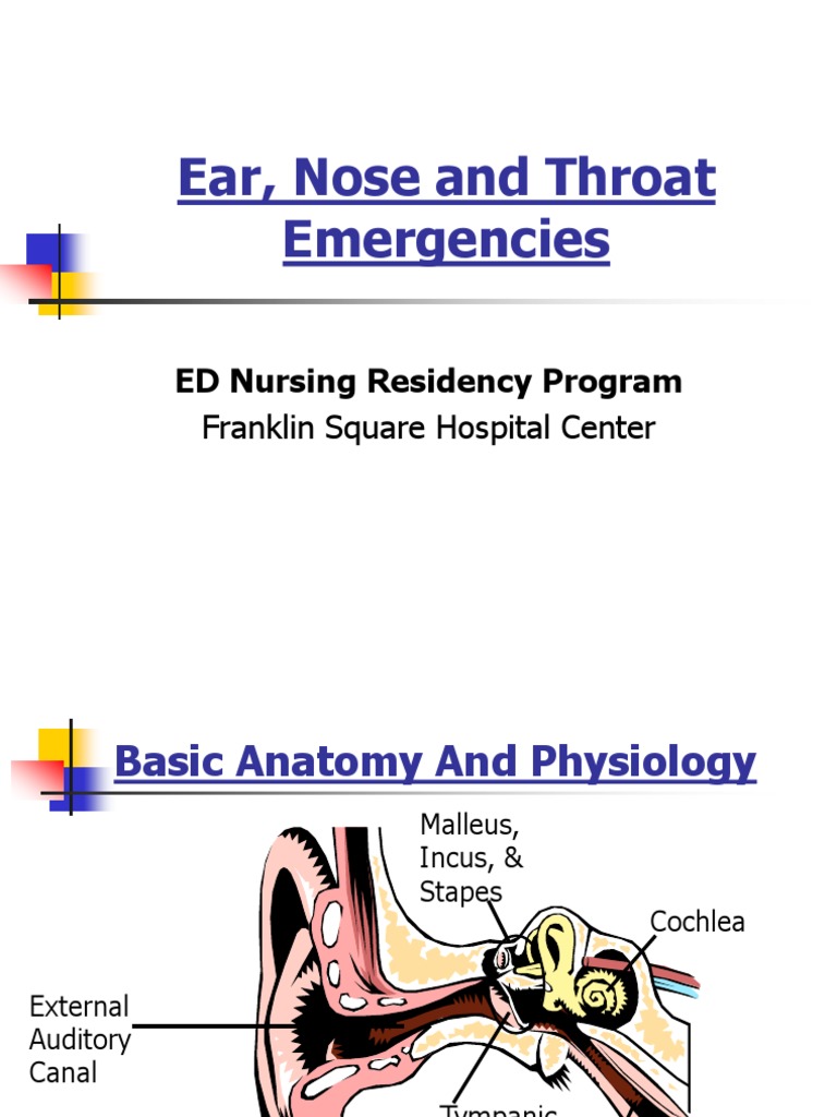 Ear, Nose, and Throat Emergencies | PDF | Ear | Health Sciences