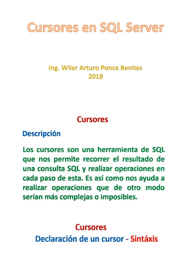 Cursores en SQL Server: Ejemplos Prácticos | PDF | Informática | Software