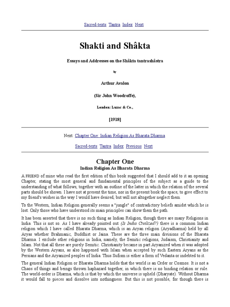 Shakti and Shâkta by Arthur Avalon (Sir John Woodroffe) | PDF | Brahman | Tantra