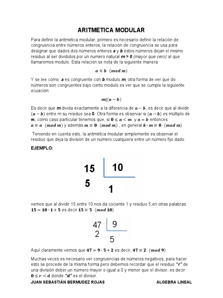 Hoja De Trabajo De Aritmética Modular Club De Matemáticas Lúdicas