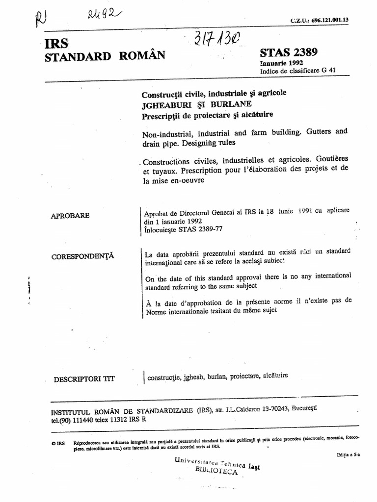 STAS 2389-92 Jgheaburi Si Burlane | PDF