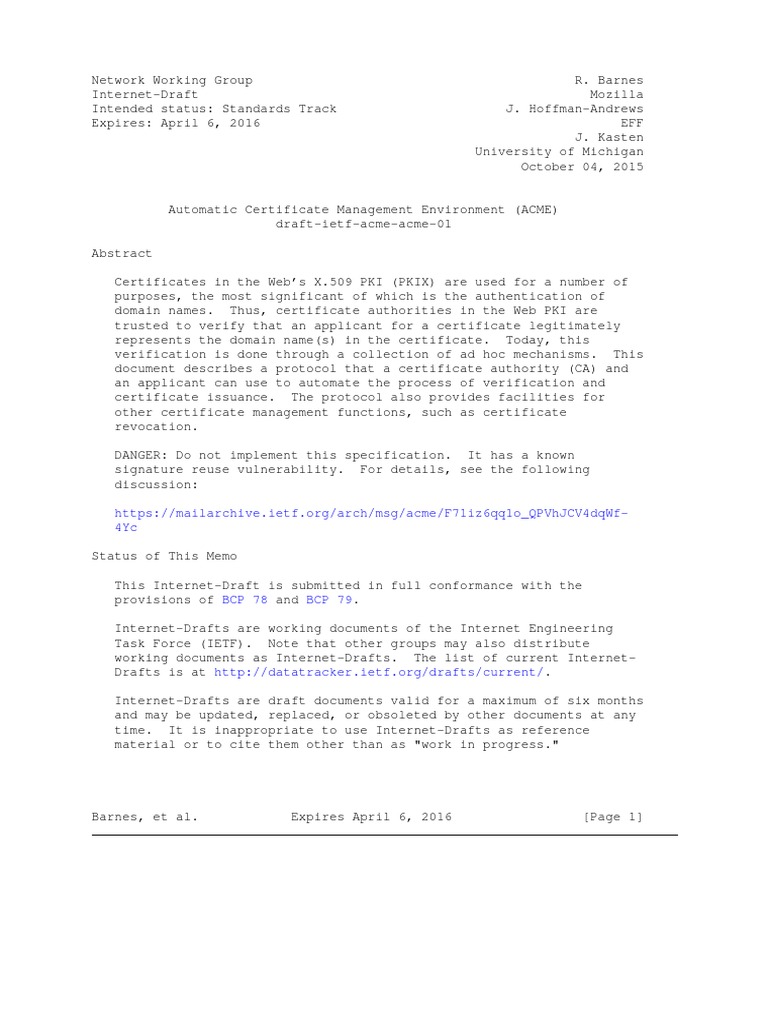 Acme | PDF | Public Key Certificate | Hypertext Transfer Protocol