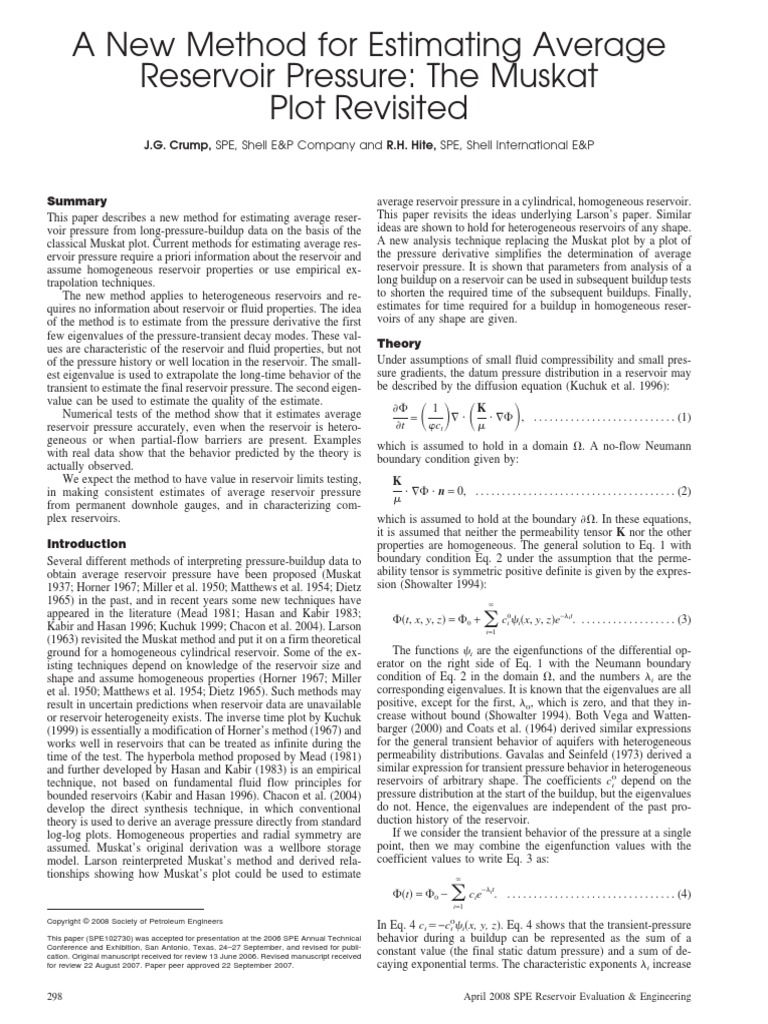 A New Method For Estimating Average Reservoir Pressure: The Muskat Plot ...