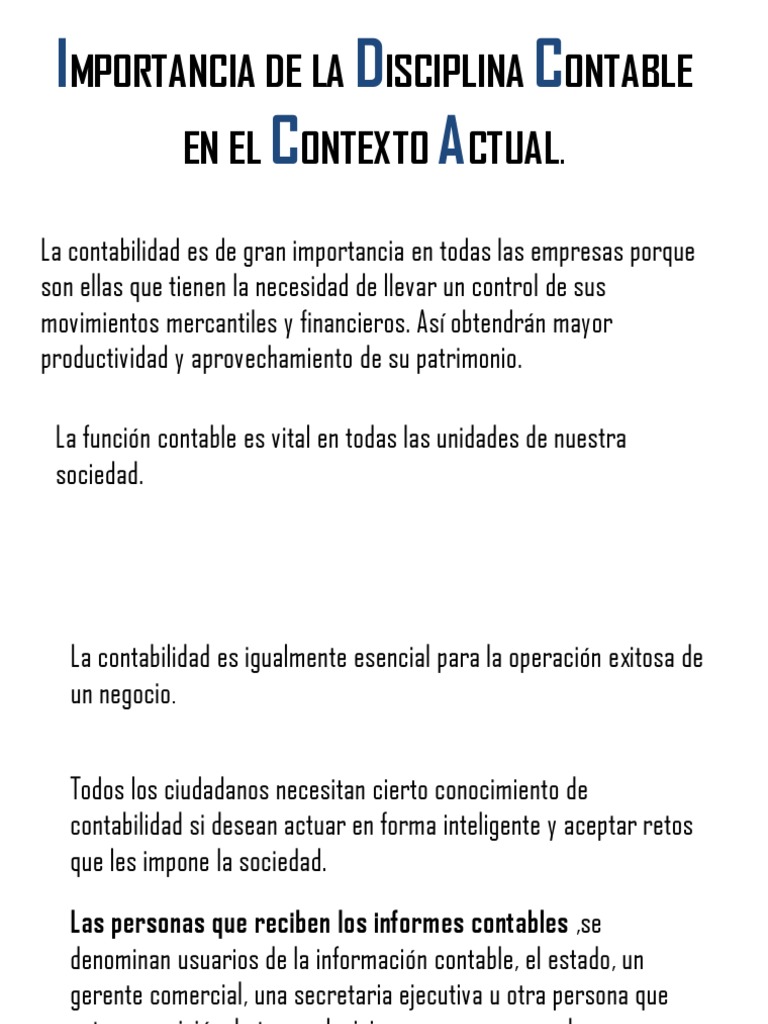 Importancia de La Disciplina Contable-Estados Financieros | PDF ...