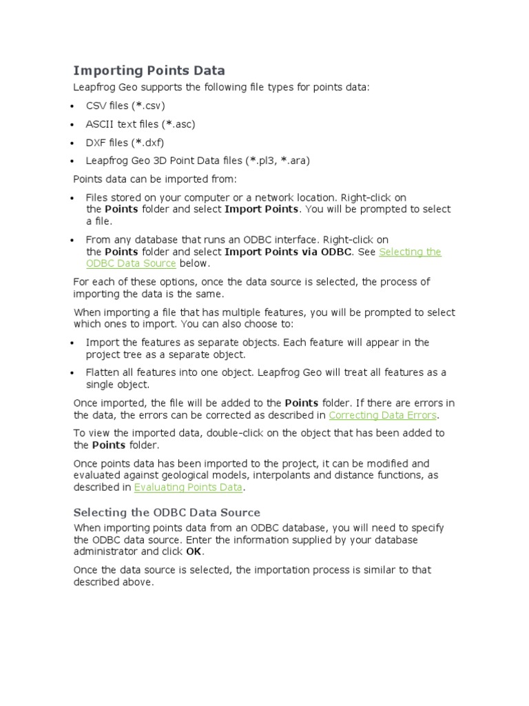Importing Points Data | PDF