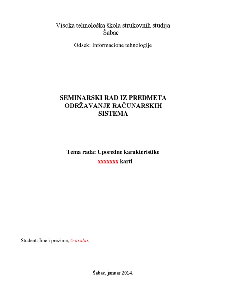 Uputstvo Za Izradu Seminarskog Rada | PDF