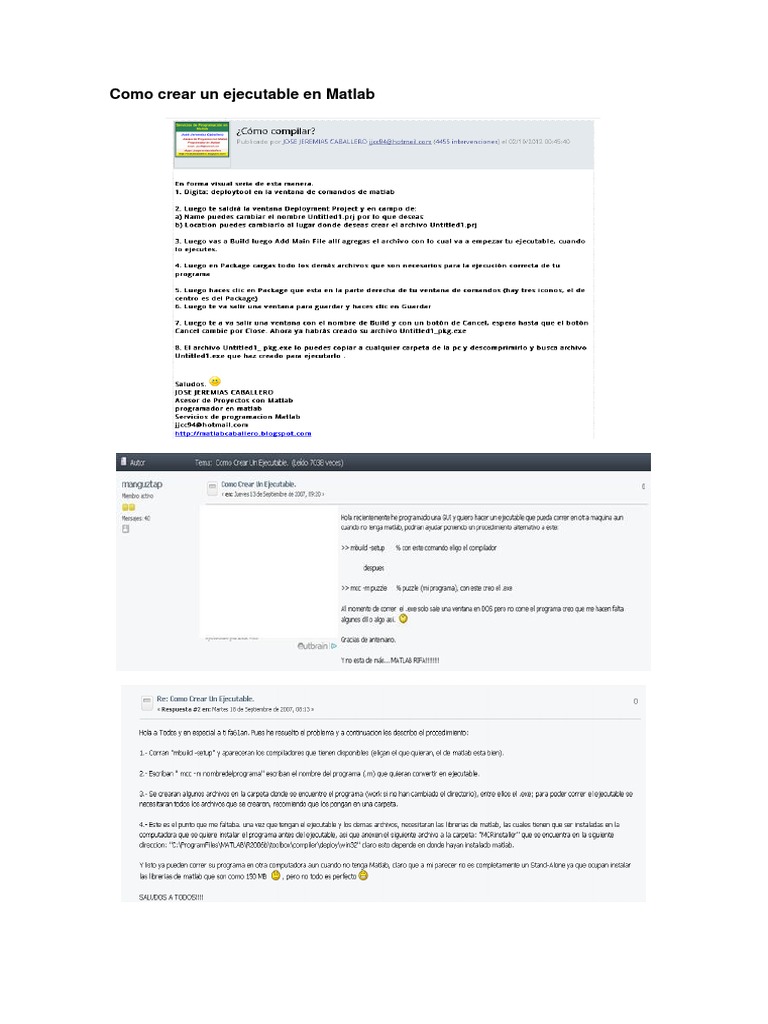 Como Crear Un Ejecutable en Matlab | PDF