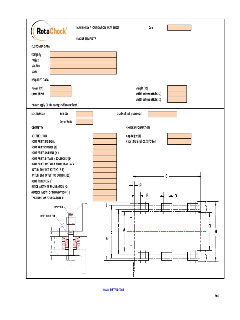 Machinery / Foundation Data Sheet Engine Template Customer Data | PDF ...