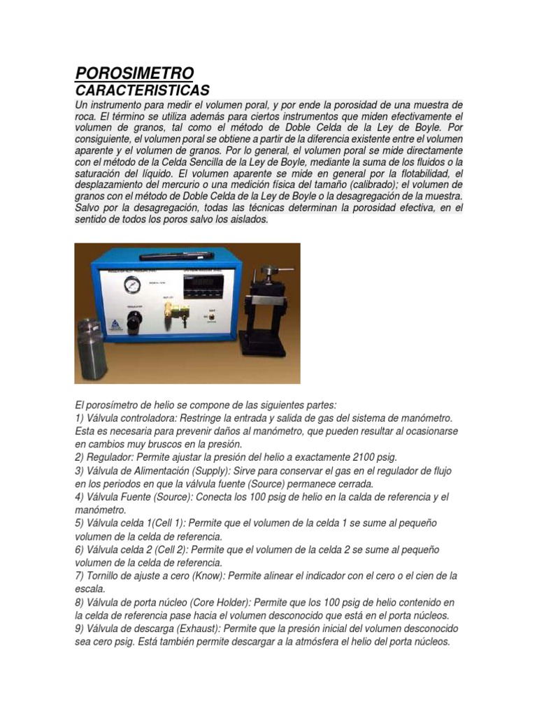 Porosimetro | PDF | Helio | Medida de presión