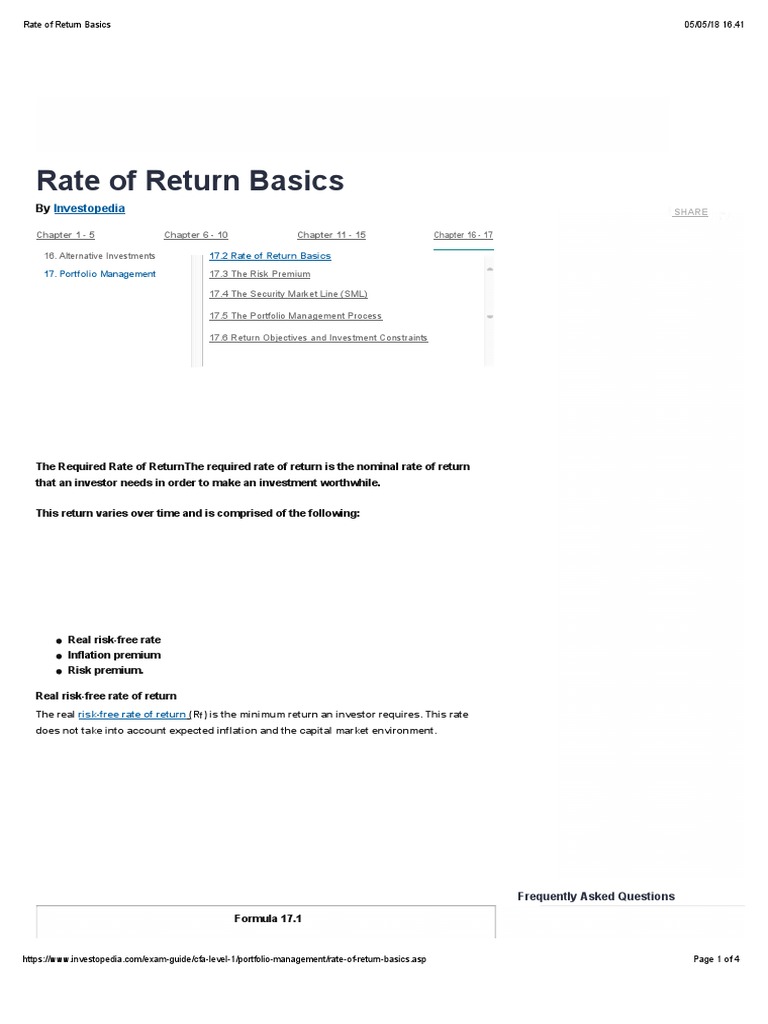 Rate of Return Basics | PDF | Investing | Bonds (Finance)
