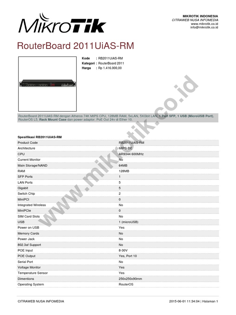 WWW - Mikrotik.Co - Id: Routerboard 2011Uias-Rm | PDF
