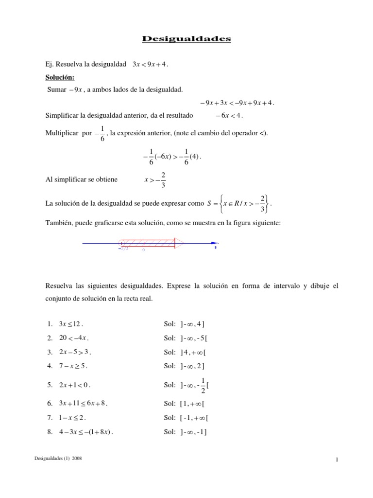 Desigualdades Inecuaciones | PDF | Intervalo (Matemáticas) | Desigualdad social