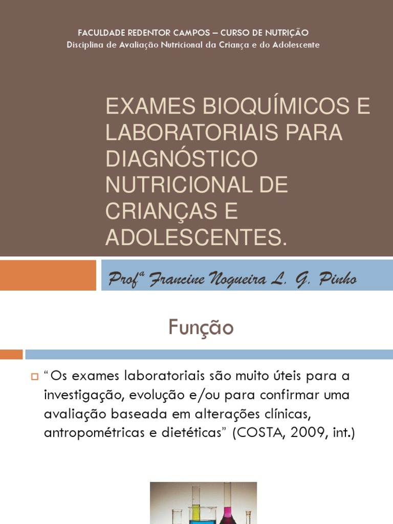 Exames Bioquímicos em Nutrição Infantil | PDF | Nutricionista | Anemia