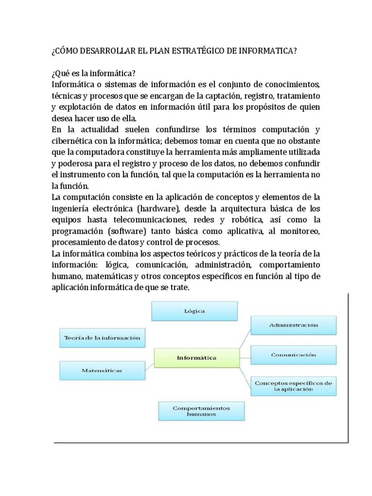 Cómo Desarrollar El Plan Estratégico de Informatica | PDF ...