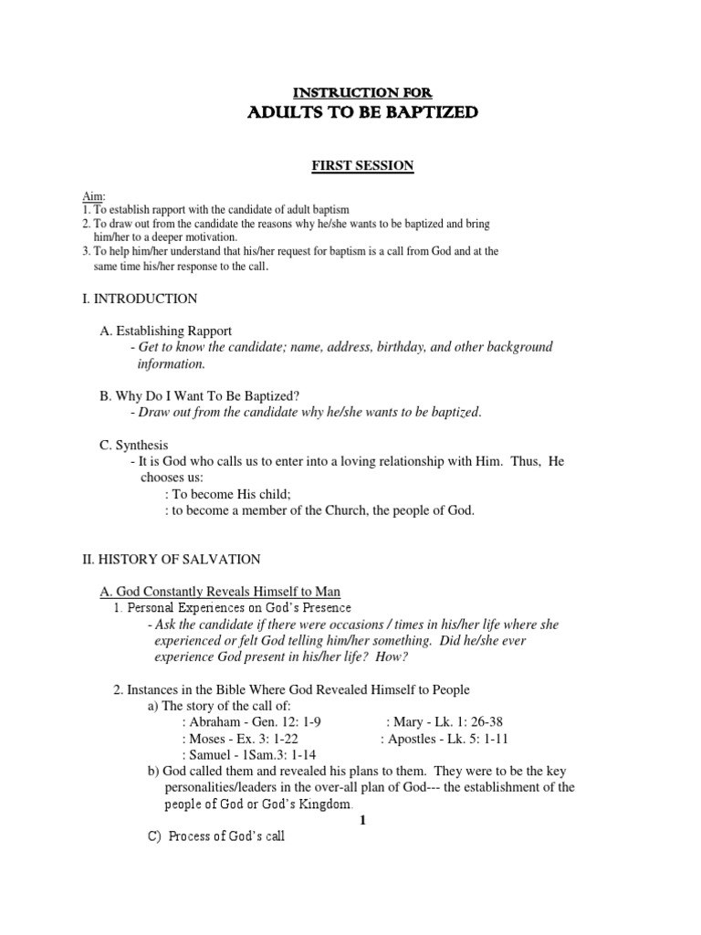 Adult Baptism Preparation Guide | PDF | Eucharist | Baptism
