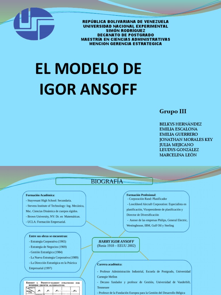 Presentación de Igor Ansoff 31 Oct 2017 | PDF | Distribución (comercial) | Diversificación ...