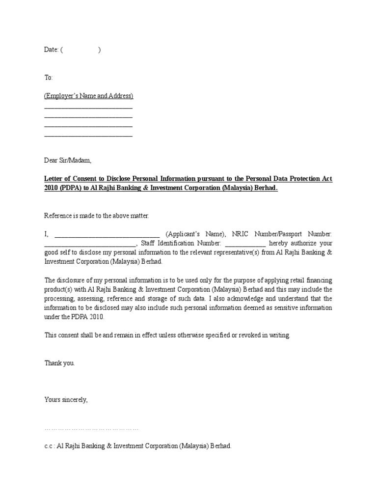 Letter of Consent For Verification | PDF