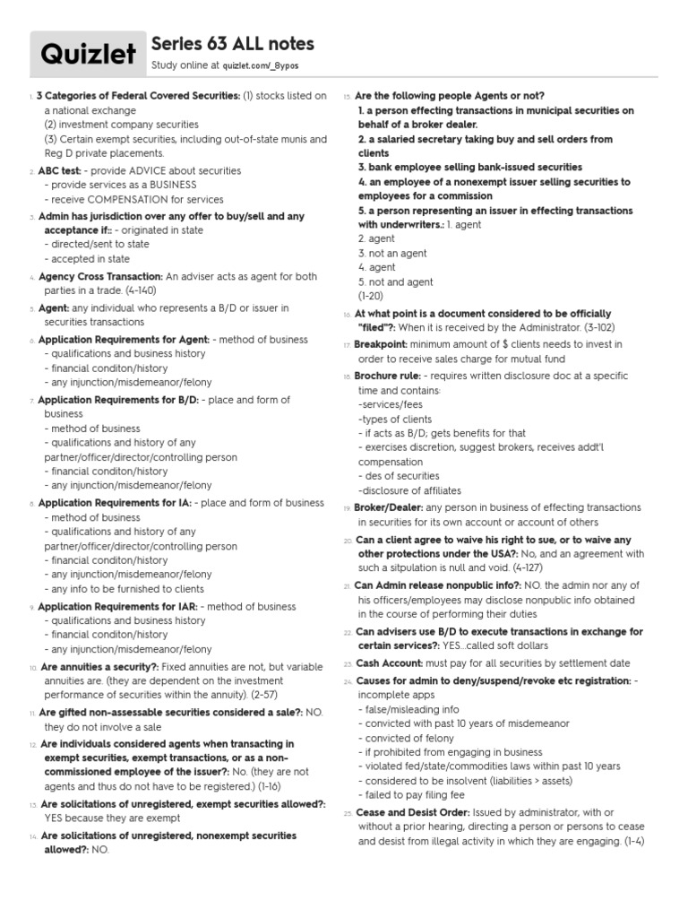 Series 63 Glossary | PDF | Broker Dealer | Securities (Finance)