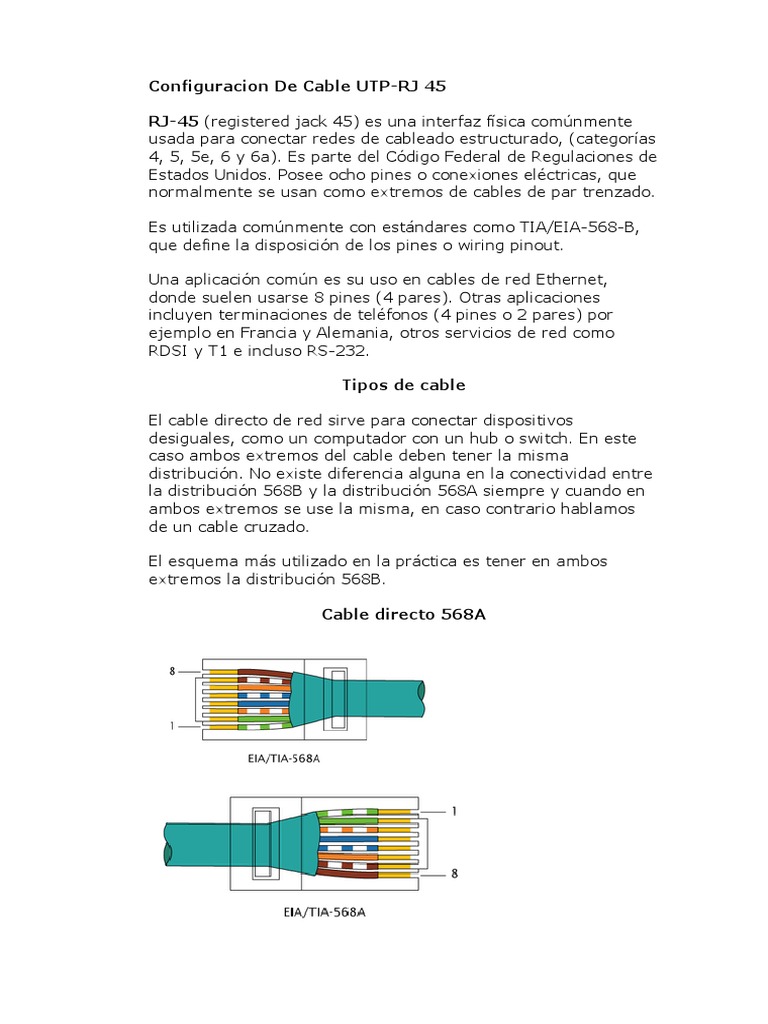 Configuracion de Cable UTP | PDF | Transmisión de datos ...