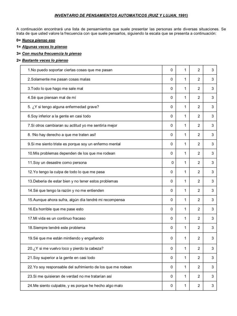 Test de Pia Cognitiva | PDF | Felicidad | Amor