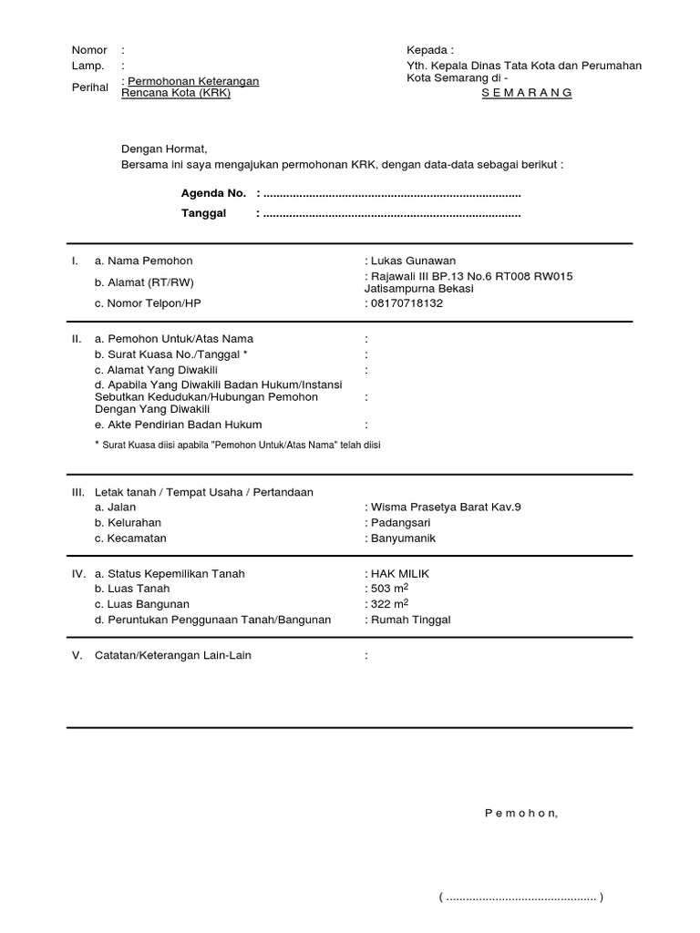 Formulir Pendaftaran KRK 22618350 | PDF