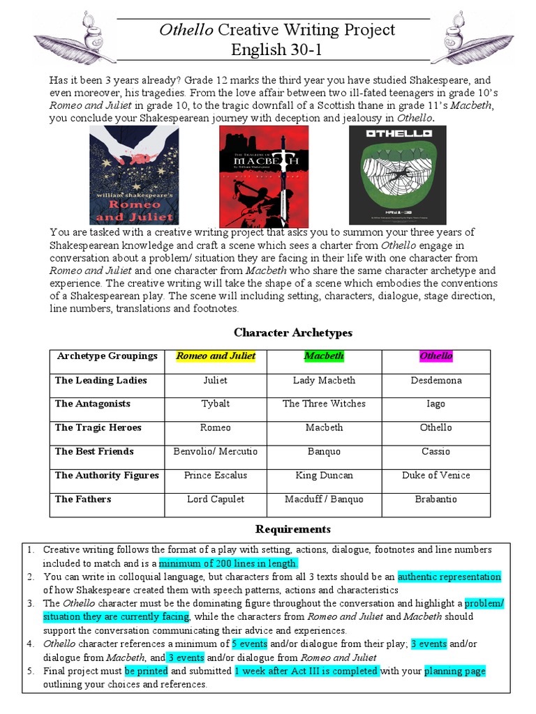 Othello Creative Writing Project | PDF | Othello | Macbeth