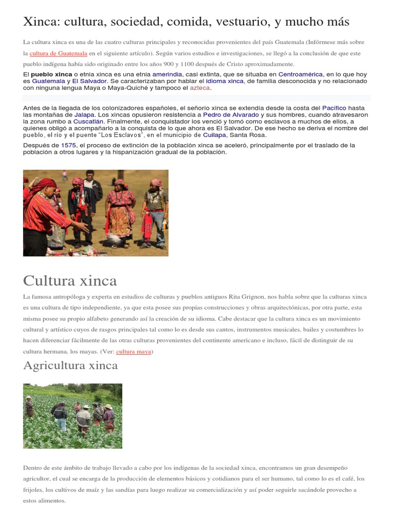 Cultura y sociedad de los xincas | PDF | Idiomas | Alimentos