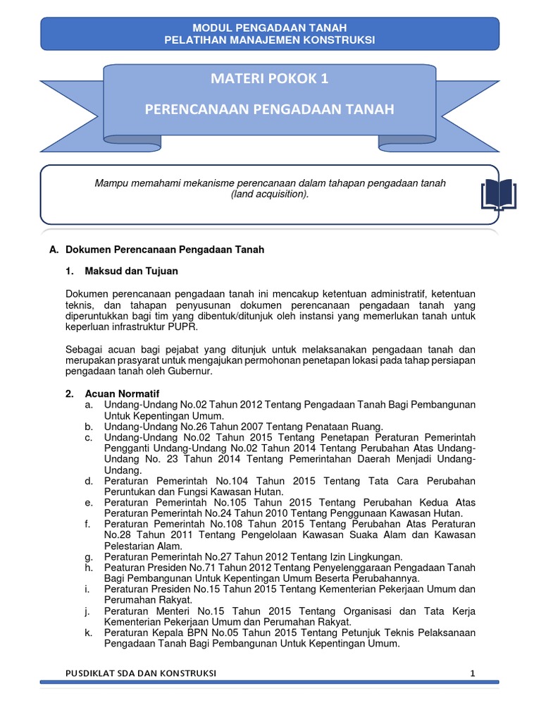 Modul Pengadaan Tanah Land Acquisition Pdf Indonesia 