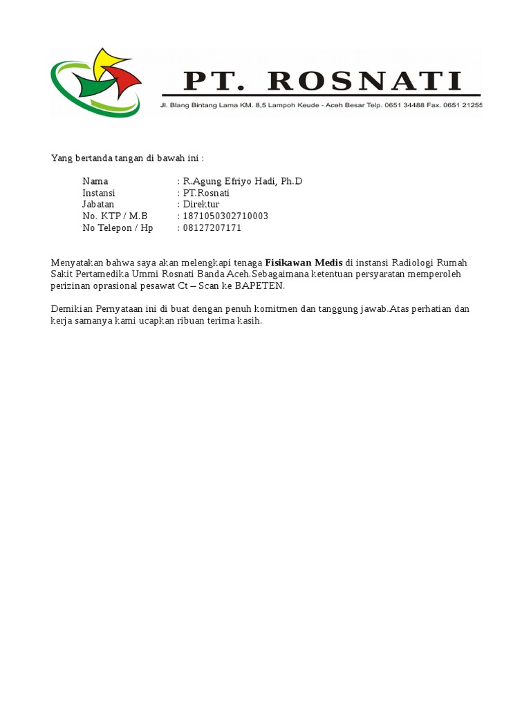 Surat Permohonan CT - Scan | PDF