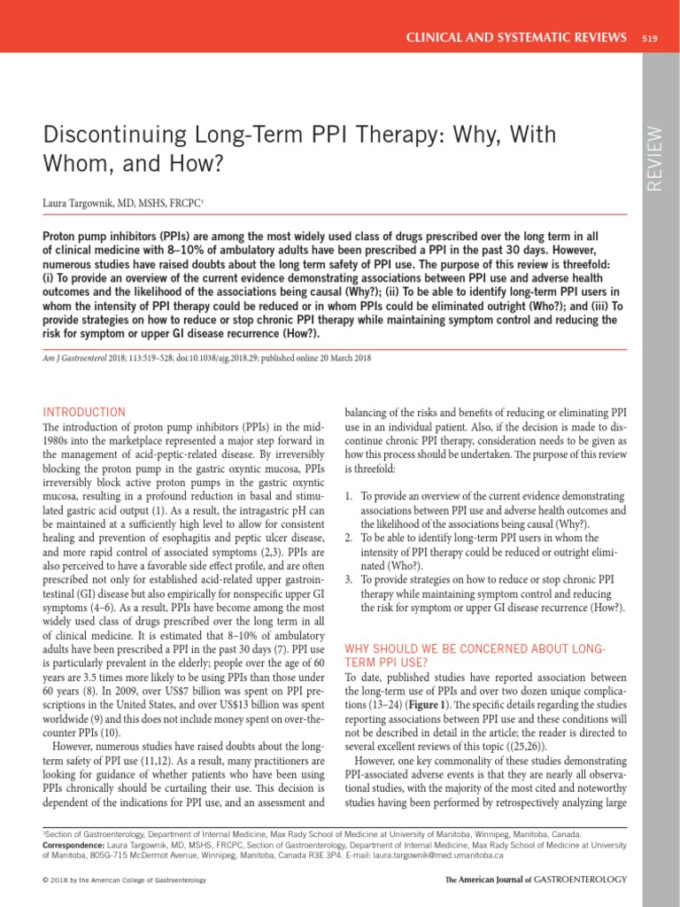 Discontinuing PPI Ajg201829 | PDF | Gastroesophageal Reflux Disease ...