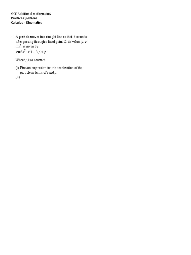 Calculus Kinematics Pdf