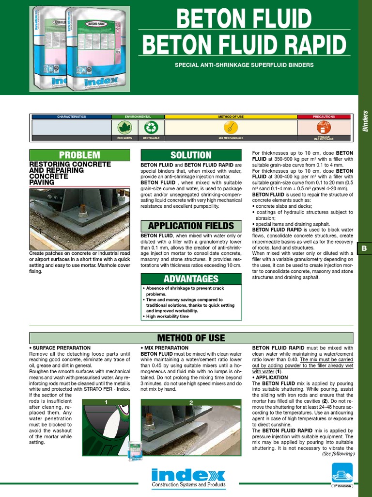 Beton Fluid: Anti-Shrinkage Solutions | PDF | Mortar (Masonry) | Concrete
