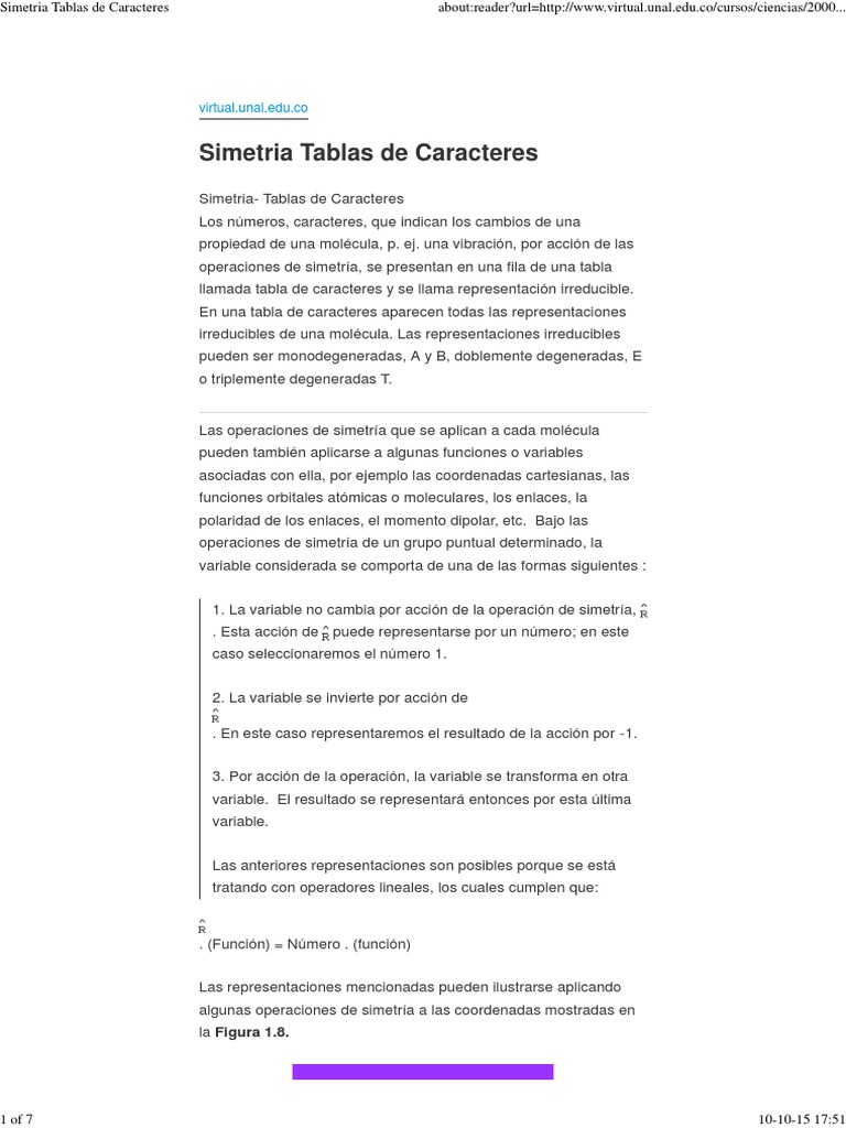 Tablas de Caracteres Grupo C2v | PDF | Representación grupal | Simetría