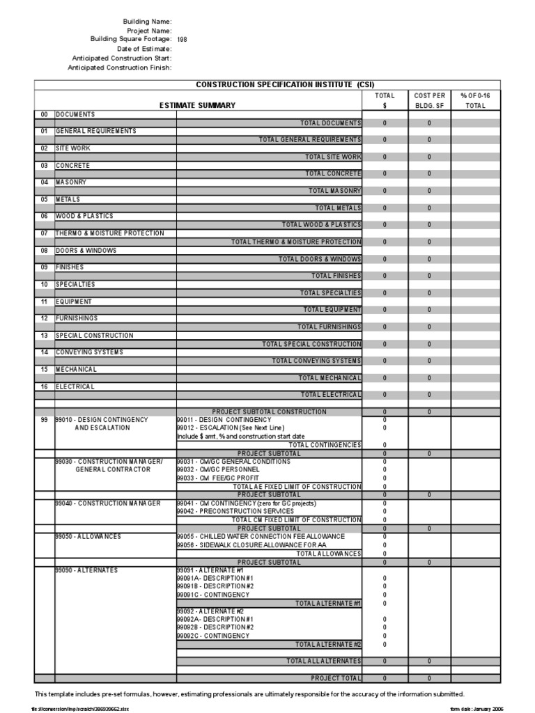 Estimate CSI Format | PDF | Roof | Framing (Construction)
