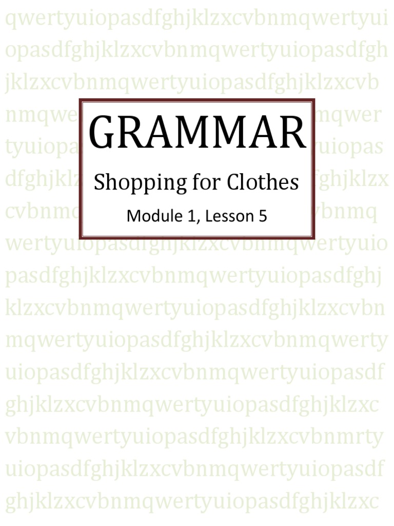Grammar: Shopping For Clothes | PDF | Grammatical Number | Plural