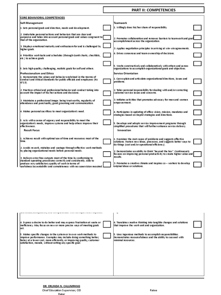 Opcrf Part II Competencies | Competence (Human Resources) | Goal