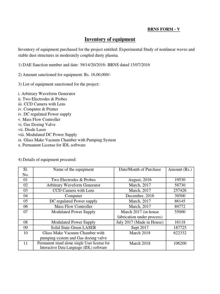 BRNS Form V | PDF | Technology & Engineering