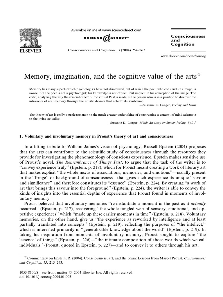 Memory, Imagination, and The Cognitive Value of The Arts: Ó 2004 ...