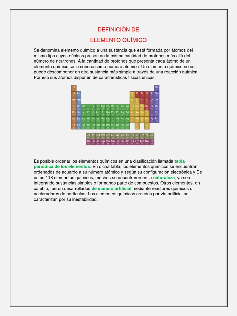 Definición de Elemento Químico | PDF | Elementos químicos | Química