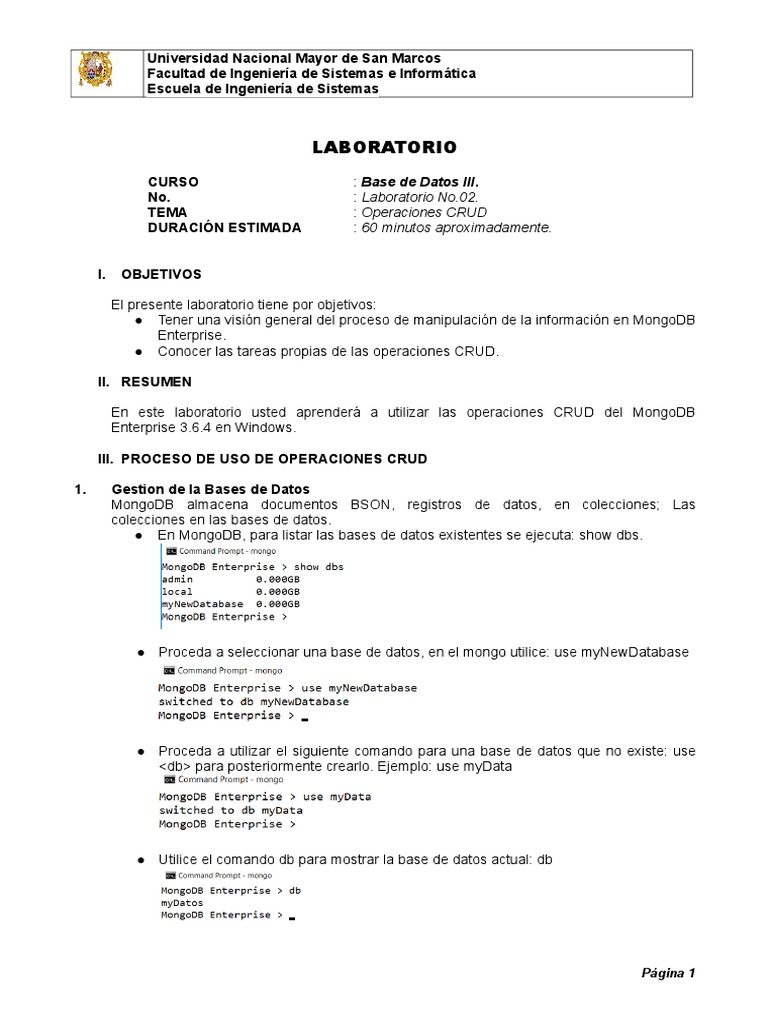Operaciones CRUD en Mongodb | PDF | Mongo Db | Bases de datos