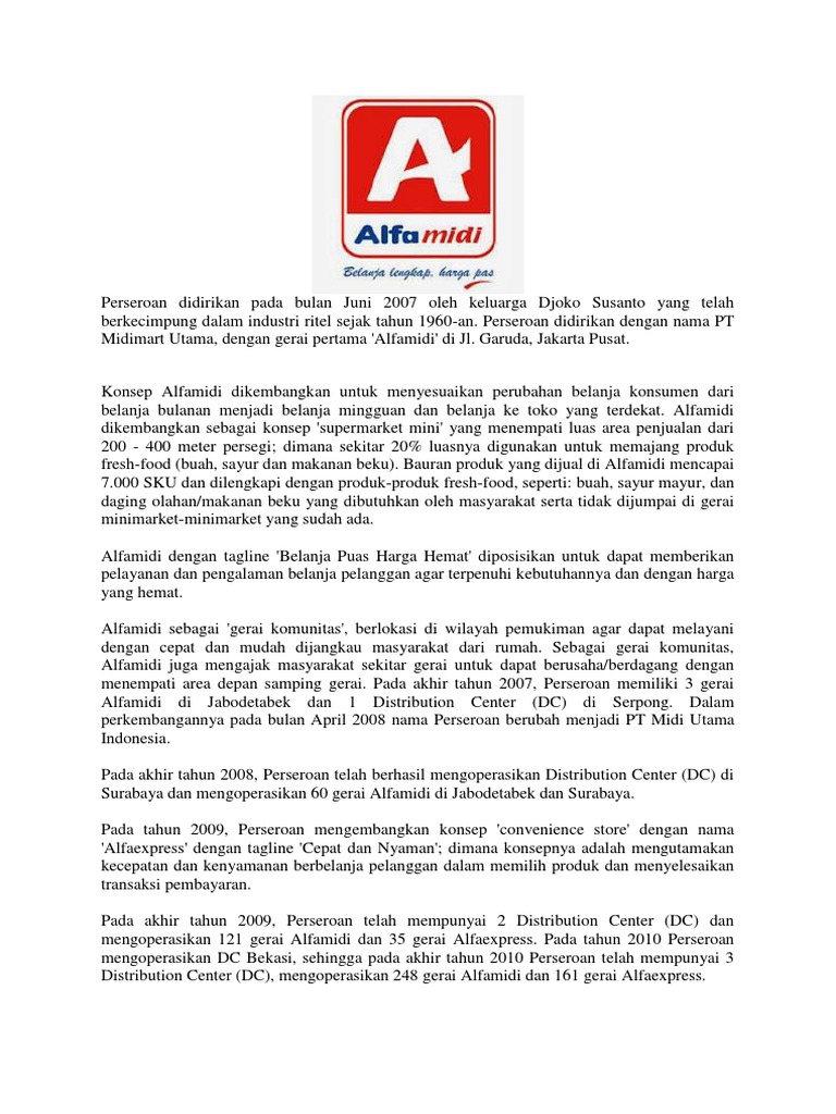 Sejarah dan Franchise Alfamidi | PDF