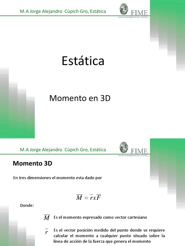 Momento 3D | PDF | Euclidean Vector | Cartesian Coordinate System