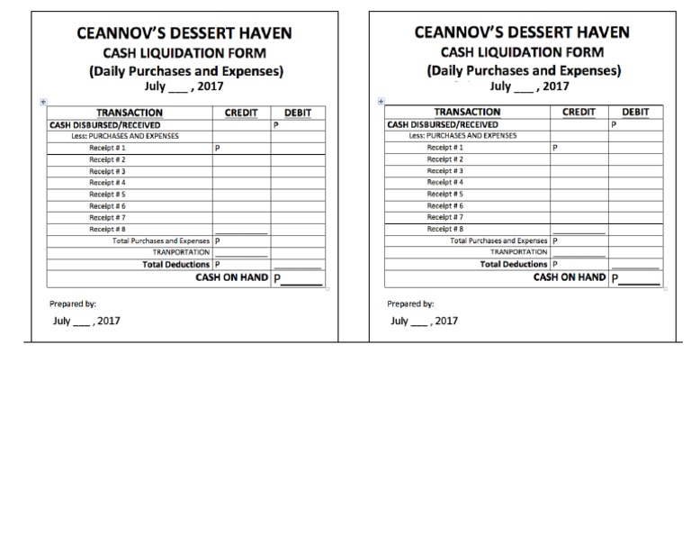 #5 Cash Liquidation Form | PDF