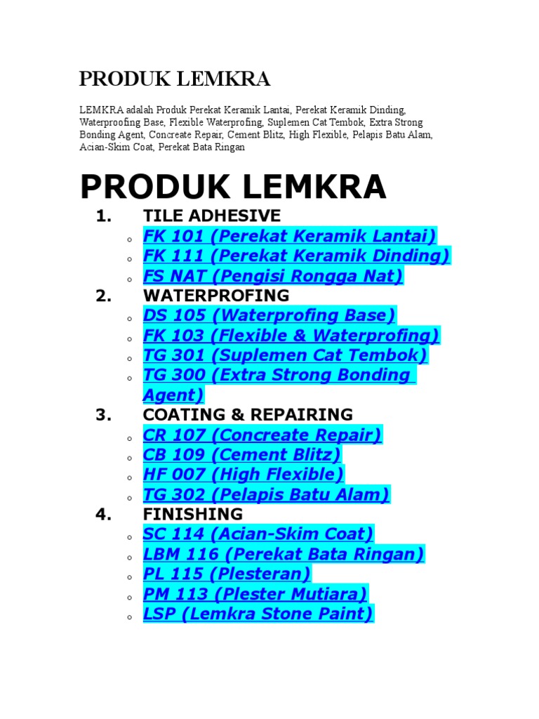 Produk Lemkra 1 | PDF