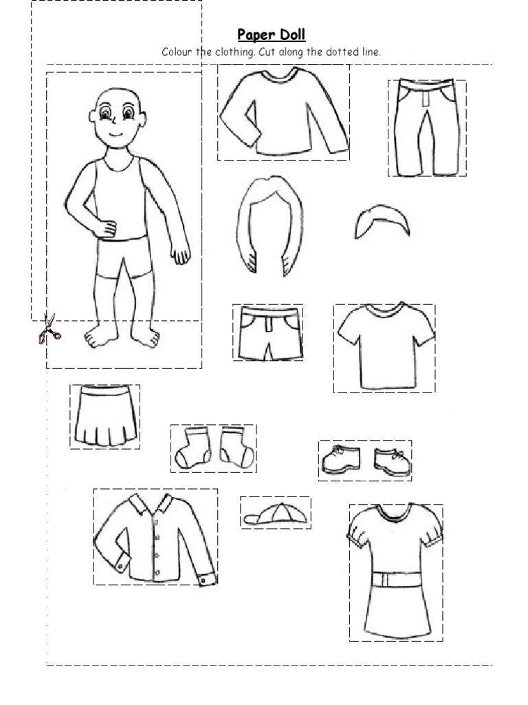 Paper Doll Clothing For Kindergarten and 1st Grade Fun Activities Games ...
