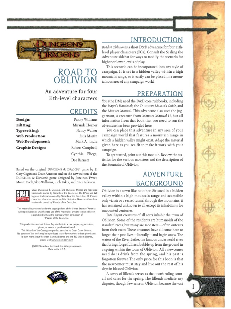 Road To Oblivion PDF | PDF | Dungeons & Dragons | Gary Gygax Games