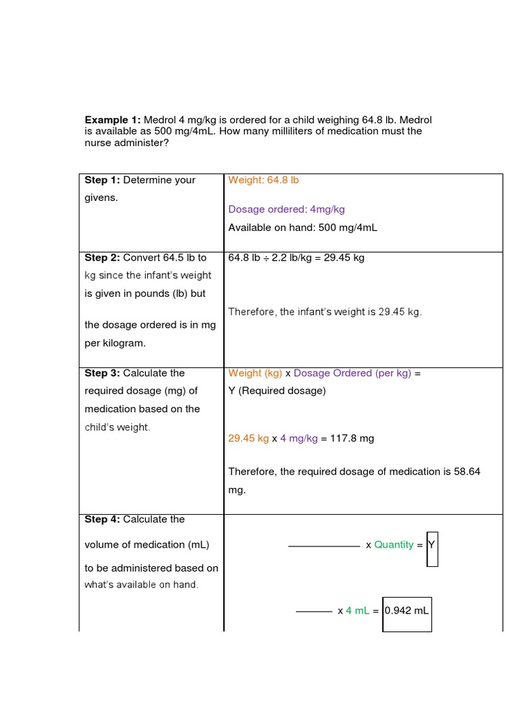 Drug Calculation Example 1 | PDF