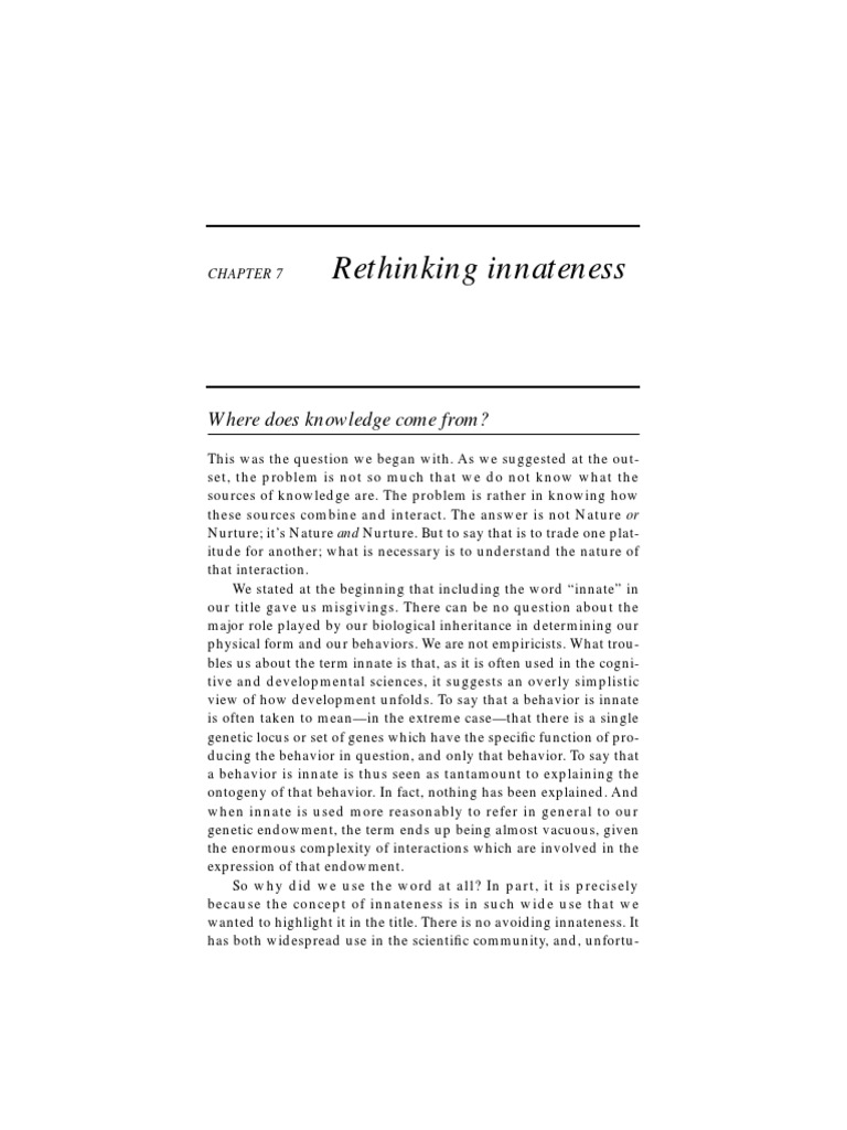 Rethinking Innateness Ch7 | PDF | Language Acquisition | Linguistics