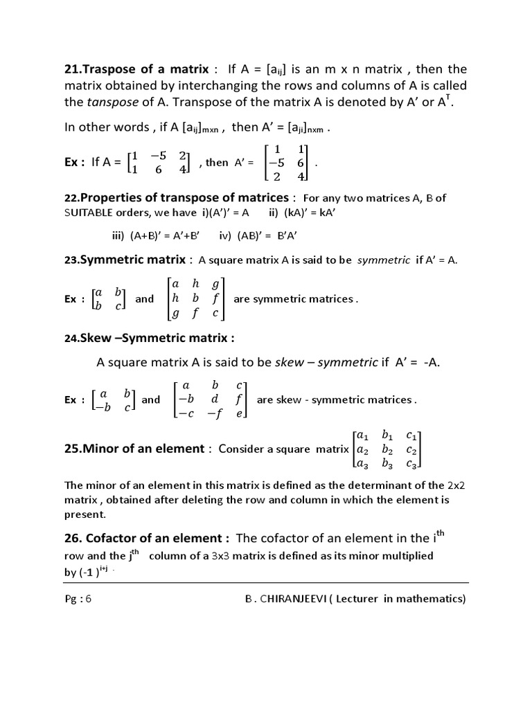 MATRICES 6-10. P | PDF | Determinant | Matrix (Mathematics)