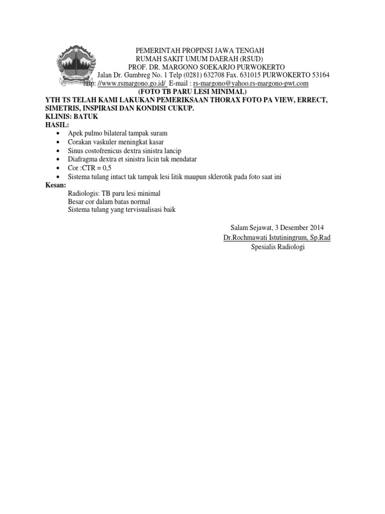 Contoh Bacaan Radiologi | PDF